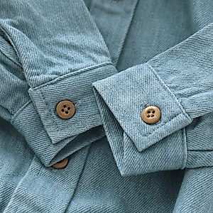 MOMOLAND Infant Baby Boys Woven Denim Button Up Bodysuit Romper Shirt (12-18 Months, Denim 265)