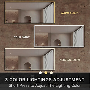 tunuo 60”W x 36”H Medicine Cabinets for Bathroom with Mirror, Surface Mounted LED Medicine Cabinets Mirror with Defogger, Dimmer, Outlets & USB, Three Doors