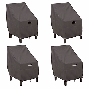 Classic Accessories Ravenna Water-Resistant 25.5 Inch High Back Patio Chair Cover, 4 Pack, Outdoor Chair Covers