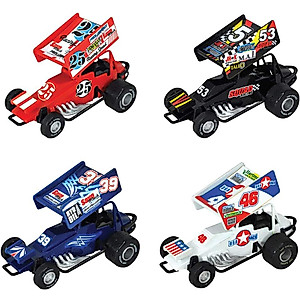 Kipp Brothers Sprint Car Pull Back Racing Toy Cars with Decals - Pack of 8