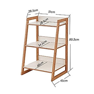 HIHELO Book Case 3 Tier Shelf Bookshelf Accessory Storage Shelf Printer Stand Trapezoidal Flower Plant Frame，51cm×45cm×80.5cm Bookshelves (Color : Gold)