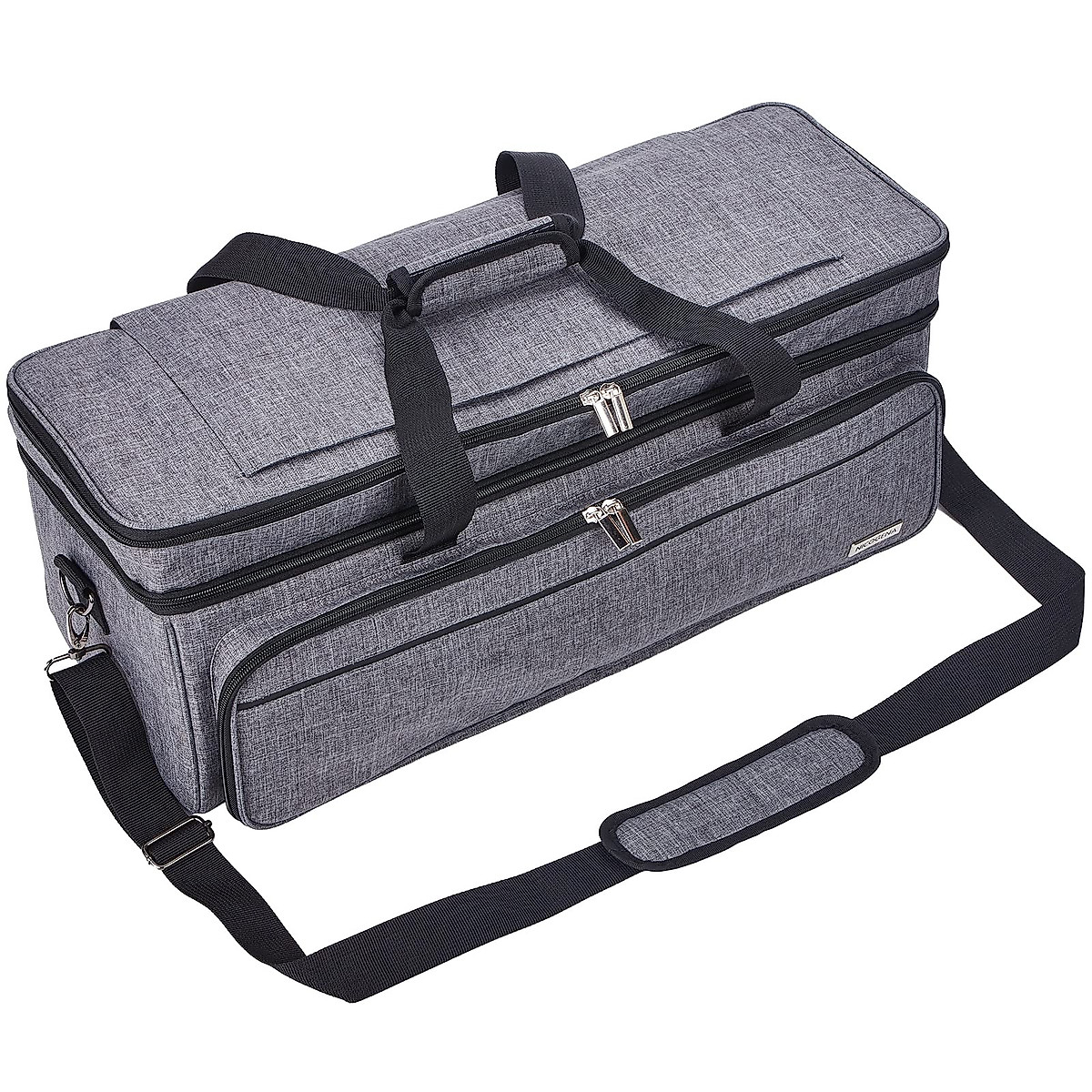 NICOGENA Double Layer Carrying Case with Mat Pocket for Cricut Explore Air 2, Cricut Maker, Multi Large Front Pockets for Tools Accessories and Supplies, Grey