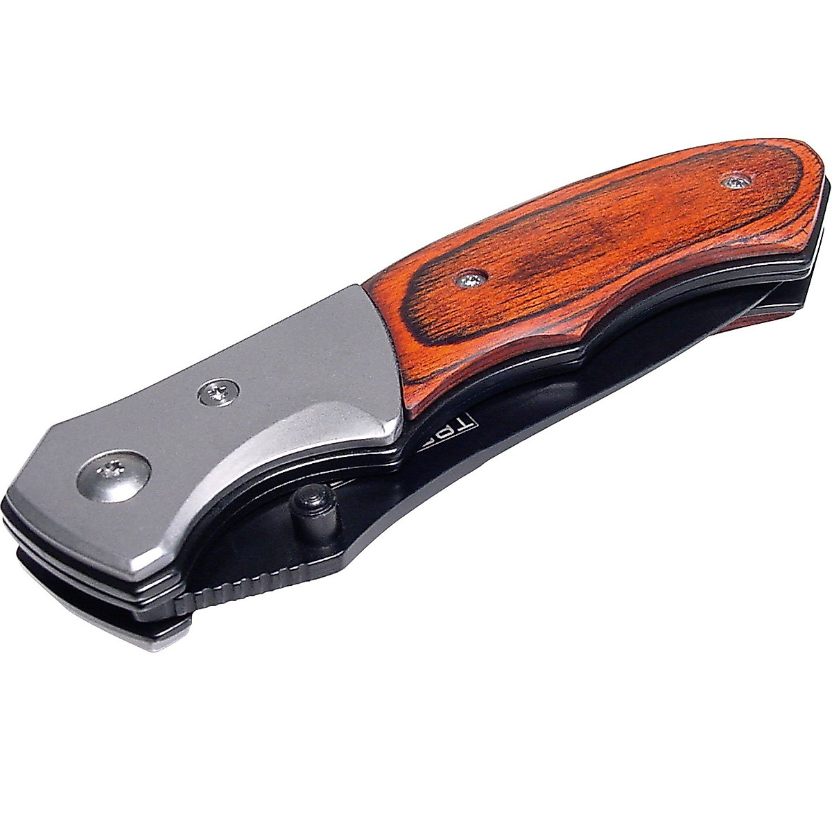 TAC Force TF-468 Gentleman's Assisted Opening Folding Knife, Black Blade, Brown Pakkawood Handle, 4-Inch Closed