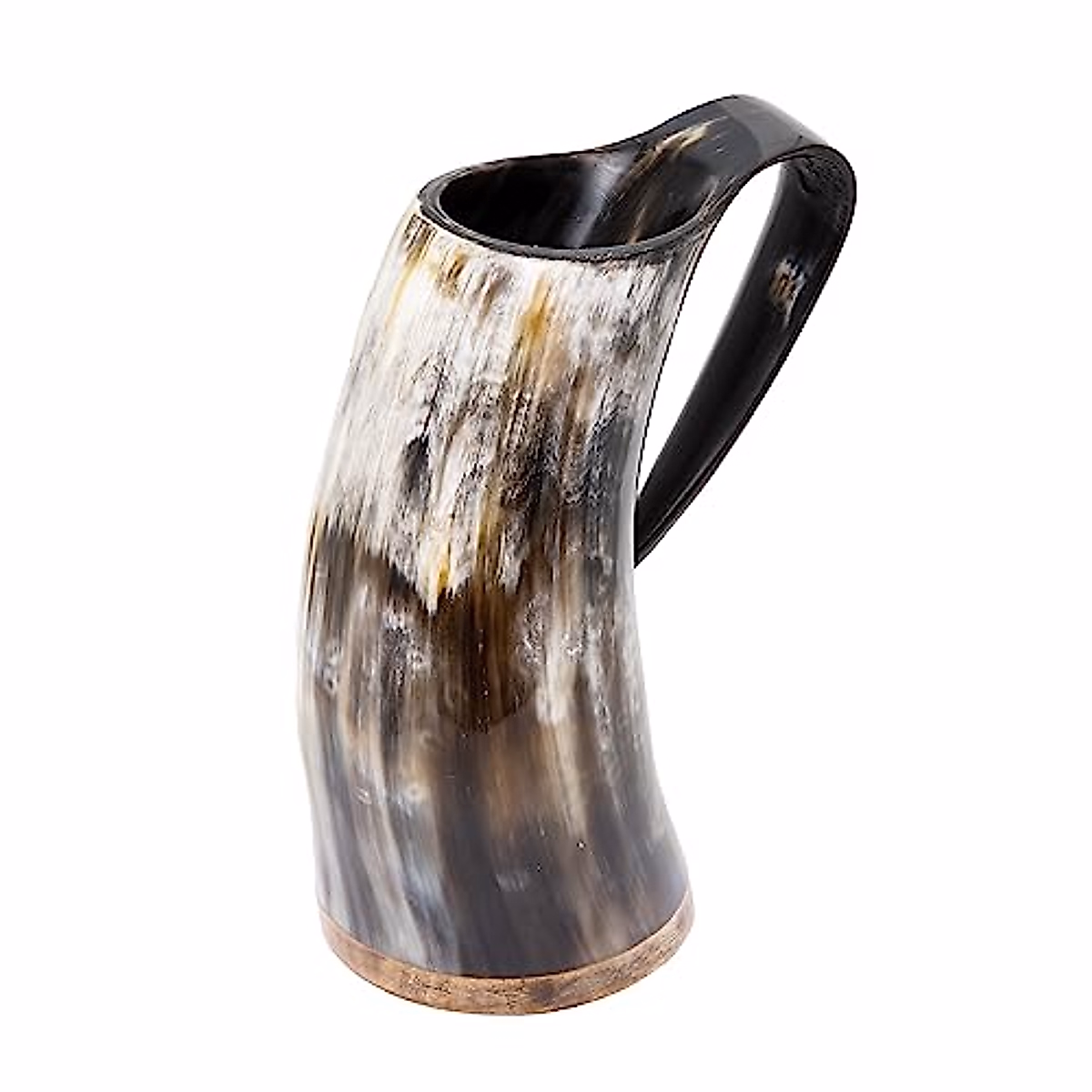 House of Horn - Handcrafted Viking Mug for Beer, Ale and More - Authentic Ox Horn Tankard - 16oz-500ml (Cow Pattern, Polished)