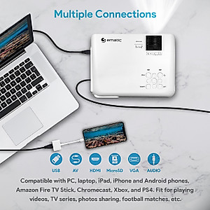 Ematic LED Projector - 1280 x 720 - Front - 720p - 20000 Hour Normal ModeHD - HDMI - USB