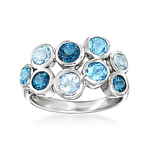 Ross-Simons 2.50 ct. t.w. Tonal Blue Topaz Bubble Ring in Sterling Silver. Size 7