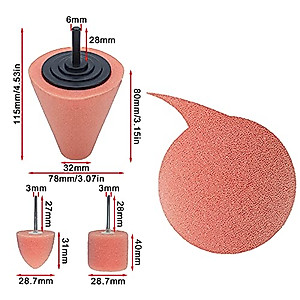 AuInLand 3 PCS 1/4 Inch Shank Sponge Buffing Pads with 3 PCS 1/8 Shank Cylindrical Shaped Sponge Polishing Pads and 3 PCS 1/8 Shank Cone Shaped Mini Detailer Polisher Pads