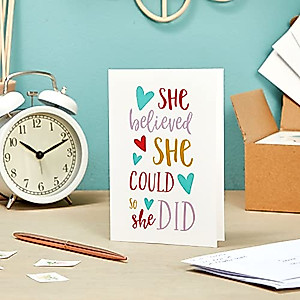 48 Pack Motivational Cards Featuring Positive Quotes and Envelopes, 6 Designs for All Ages, 10.2 x 15.2 cm