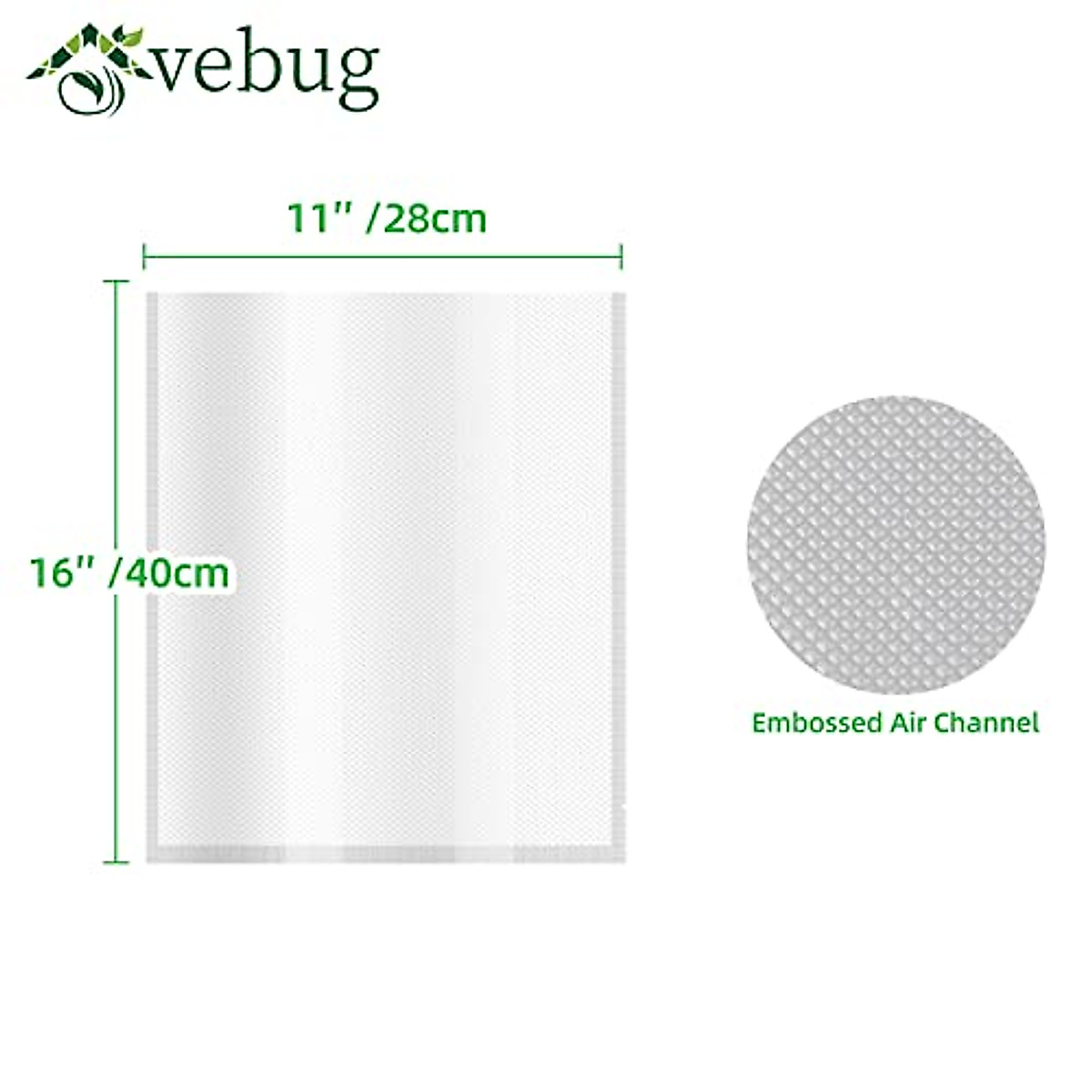 VEBUG Vacuum Sealer Bags Quart Size 100 Gallon 11x16Inch Seal a Meal BPA Free Heavy Duty Commercial Grade Great for vac storage Meal Prep or Sous Vide