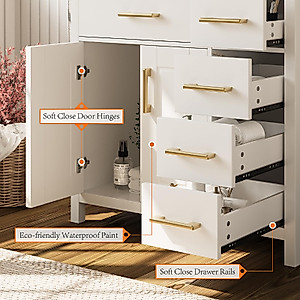 AMERLIFE 36" Bathroom Vanity with Sink Combo, Modern Undermount Small Single Bathroom Cabinet Set, Includes 37" Countertop & Integrated Sink, Soft Closing Doors, Bathroom Dresser White