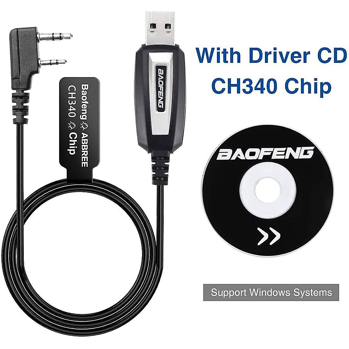 BAOFENG USB Programming Cable CH340 Chip for UV-5R BF-F8HP 5RM UV-21R GMRS UV-5G Plus GM-15PRO GM-5RH GM21 K5PLUS AR-152 UV-17R TIDRADIO TD-H3 8 Quansheng UV-K5 8 Ham Radio