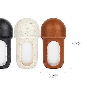 Boon NURSH Reusable Silicone Baby Bottles with Collapsible Silicone Pouch Design — Everyday Baby Essentials — 3 Count — Stage 2 Medium Flow — 8 Oz — Speckle