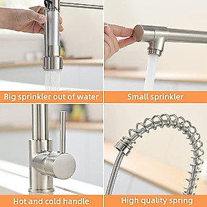 AIMADI Kitchen Faucet with Pull Down Sprayer,Commercial Single Handle High Arc Stainless Steel Brushed Nickel Kitchen Sink Faucet