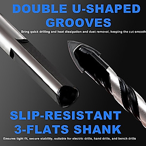 Professional Concrete Drill Bit 5-Pack Masonry Drill Bit Set, Industrial-Strength Cement Drill Bits, 1/4'' 5/16'' 1/2'' Masonry Drill Bits for Brick/Tile/Glass/Cement/Etc, Carbide Drill Bits Tip