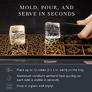 Clear Ice Cube Maker Design Tray - Craft Modern Ice Molds for Bourbon & Cocktails in 5 Seconds - Whiskey Mold Cube Stamp – Bartender Accessories - Copper Ice Press Cocktails by Ash Harbor (Seasons)