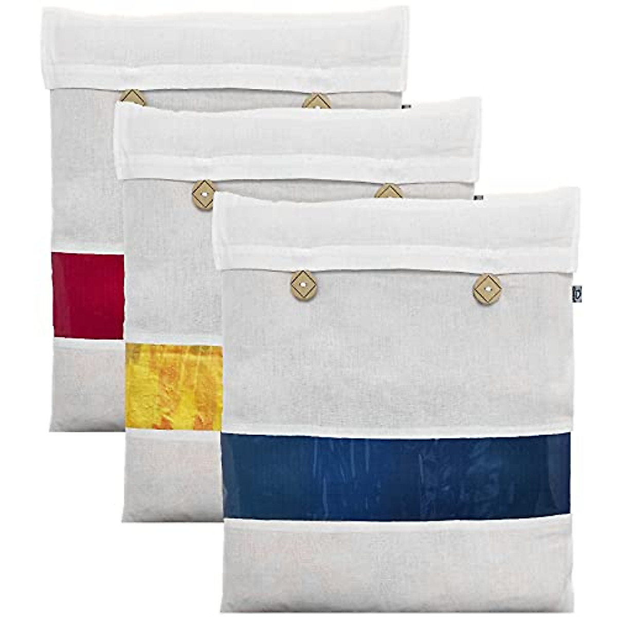 Clarkia Reusable Cotton Saree Cover Set of 12 with see through window big size for Storage, Wardrobe Organizer bags saree bags cotton (16x14 inch, Beige)