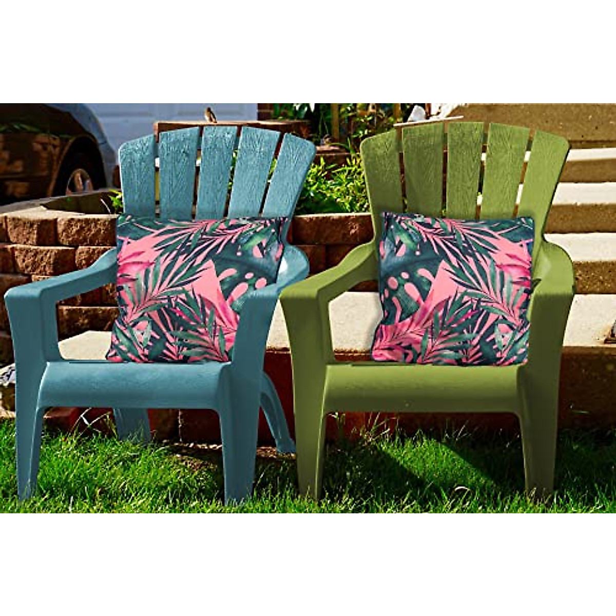 Sun-Ray 214015 Seat Cushion with Flame Retardant Filling, Pink/Green