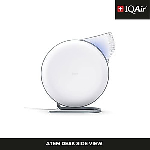 IQAir Atem Desk Air Purifier for Home, Office, Desktop, Small Room up to 300 sq ft, HyperHEPA Filter for Bacteria, Viruses, Allergens, Pets, Asthma, Pollen, Dust, Swiss Design, Made in Germany, White