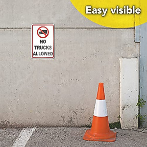 No Trucks Sign - 8x12 Aluminum No Big Trucks Sign - No Truck Parking Signs - No Trucks Allowed Sign - Private Road No Truck Turnaround Sign
