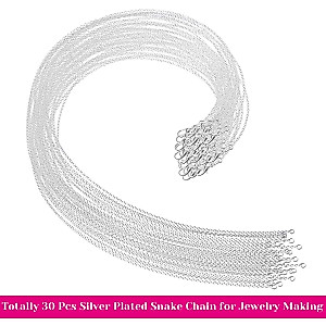 selizo 30 Pack Chain Necklace Bulk Jewelry Making Chains Silver Plated Necklace Chains for Necklace Jewelry Making, 1.2 mm (20 Inches)