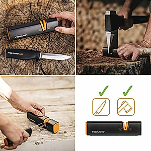 Fiskars XSharp Axe and Knife Sharpener, Ceramic sharpening stone/Fiberglass reinforced plastic case, Black/Orange, 1000601