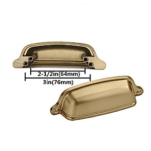 CABDM 6 Pack 3 inch(76 mm) Brushed Brass Cabinet Cup Pulls Brushed Gold Drawer Pulls Kitchen Hardware Cabinet Handles Drawer Handles Knobs Cup Pull.