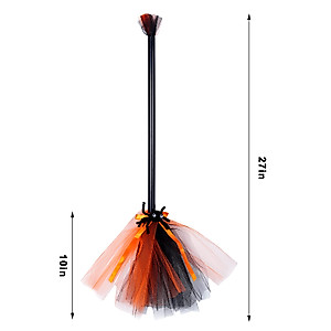 HOVEOX 3 Pack Halloween Witch Broom Plastic Witch Broomstick 3 Colors Broom Props Cosplay Broomstick for Halloween Costume Party Supplies