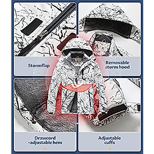 CREATMO US Men's Snowboard Jacket Snow Winter Coat Raincoat Line Printed Medium