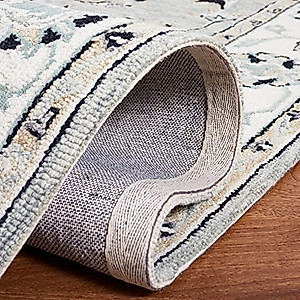 Safavieh Micro-Loop Collection Area Rug - 8' x 10', Grey & Ivory, Handmade Floral French Country Wool, Ideal for High Traffic Areas in Living Room, Bedroom (MLP384F)