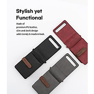 GOOSPERY Wallet Case Compatible with Galaxy Z Flip, Detachable Card Holder 2 Card Pocket Storage Premium PU Leather Adjustable Cross-Body Strap Attached Earbud Cord Organizer (Burgundy) ZFLP-DAR-BD