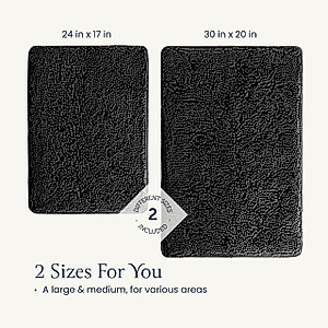 BELADOR Bathroom Rugs Sets 2 Piece- Plush Bath Mat Set Quick-Dry Soft Chenille Bathroom Mat with Rubber Backing, Absorbent Bathroom Rug Set, Washable Bath Rugs for Bathroom- Bath Mats 24x17 + 30x20