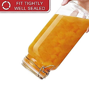 Flrolove 74 oz/2200ml Glass Storage Jars with Airtight Lids,Pantry Storage Containers with Lids Airtight,Square Large Food Storage Containers Set of 3,Perfect for Kitchen Canning Cereal/Pasta/Sugar