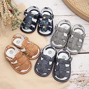 Meckior Baby Infant Boy Girl Sandals Newborn Non-Slip Soft Rubber Sole Sandals for Baby Boys Open-Toe Outdoor Casual Summer First Walkers Shoes