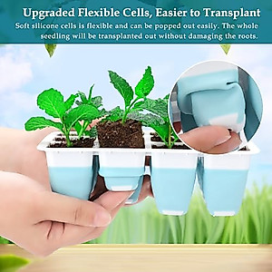 Seed Starter Tray with Grow Light, 60 Flexible Cells 5 PCS Seed Starter Kit, Reusable Seedling Starter Trays with Humidity Dome and High Lid, Germination Trays for Indoor Greenhouse Seed Starter