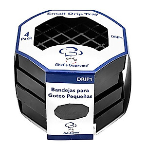 Chef's Supreme - 4" Black Plastic Octagon Drip Trays, Pack of 4