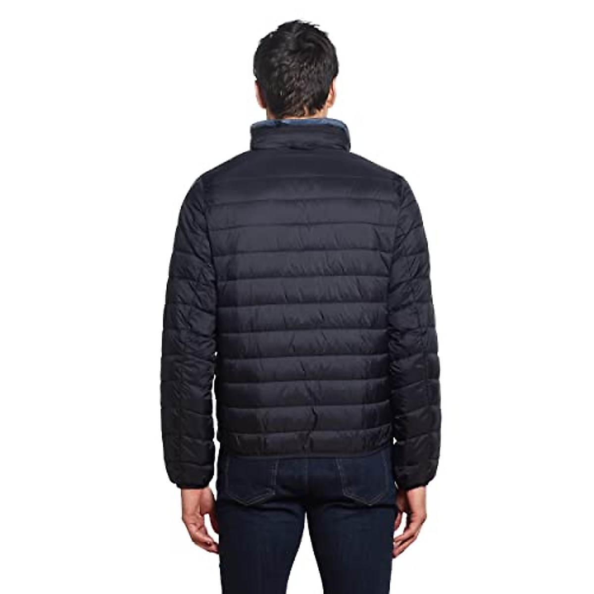 Weatherproof Mens Puffer Jackets - Packable Travel Neck Pillow Black Alternative Down Puffer Jacket Men (Black, L)