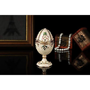 QIFU-Hand Painted Enameled Faberge Egg Style Decorative Hinged Jewelry Trinket Box Unique Gift For Home Decor …