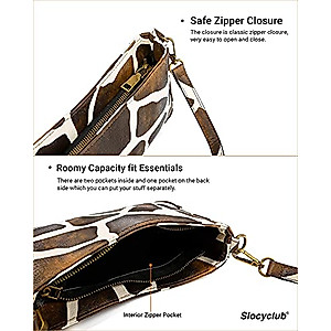 Slocyclub 90S Shoulder Bags for Women, Retro Classic Shoulder Bag with Zipper Closure for Women Vegan Leather Crocodile Purse Clutch Handbag