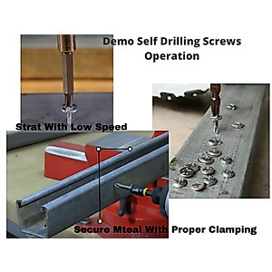 Metal Tek Screws Sheet Metal Self-Drilling Screws Phillips Drive Flat Head 410 Stainless Steel Countersunk, #3Drill Point Thread Size #10-16 Dia 3/16”(Pack 100,1 1/4")