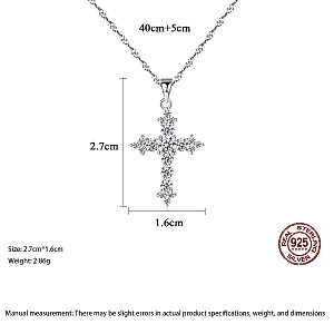 Peiyo Cross Necklace for Women Sterling Silver cubic zirconia Cross Clavicle Chain Mens Necklaces Christian Gifts