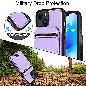 Ｈａｖａｙａ for iPhone 14 Case with Card Holder iPhone 13 Case Magsafe Compatible magsafe Wallet Detachable 2-in-1 for Women and Men-Purple