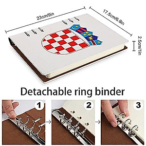 Croatia National Emblem Notebook Cover 6-Ring Binder Portable Planner Book Loose-Leaf Cover for Home Office