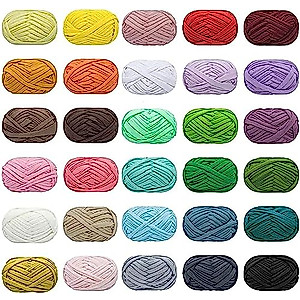 T-Shirt Yarn for Crocheting Beginners DIY Hand Craft Bag Blanket Cushion Projects Knitting Yarn Fabric Crochet Cloth Solid Color 100g T-Shirt Yarn