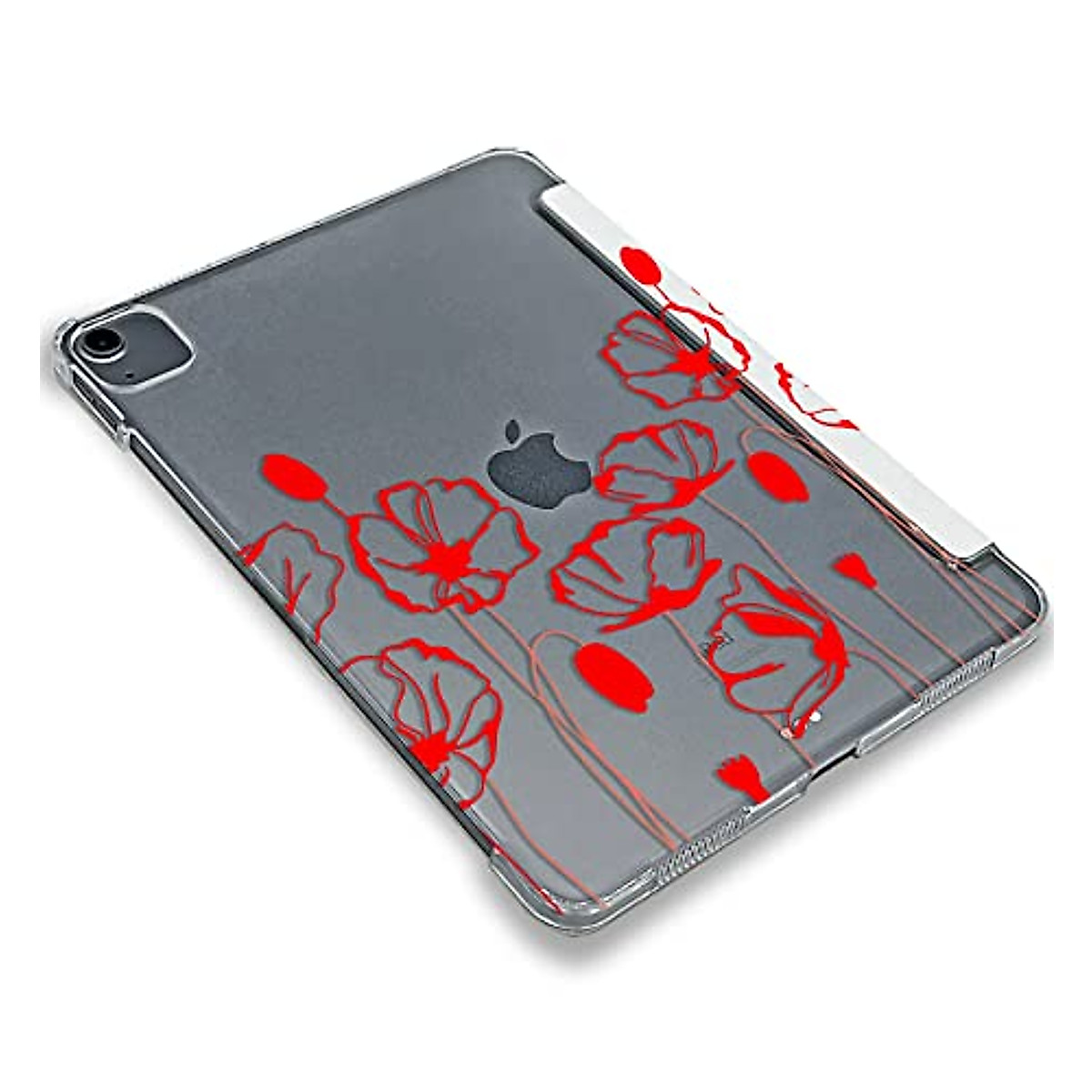 Cute Poppy Red Flower Floral case Compatible with iPad Mini Air Pro 7.9 8.3 9.7 10.2 10.9 11 12.9 inch Pattern Cover New 2022 2021 Trifold Stand 3 4 5 6 7 8 9 Generation 525 (9.7" 5/6 gen)