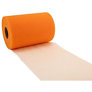 Tulle Fabric Roll | 6” by 100 Yards | Polyester Spool for Crafts Decorations Tutu Weddings Costumes Skirts Parties Gift Bow and More – by Craft Forge (Orange)