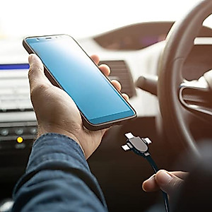 Retractable 3 in 1 Charging Cable, 3.3ft, Lightning to Micro USB Cable Type C, CarPlay for iPhone, iPad, iPod, Samsung, and More