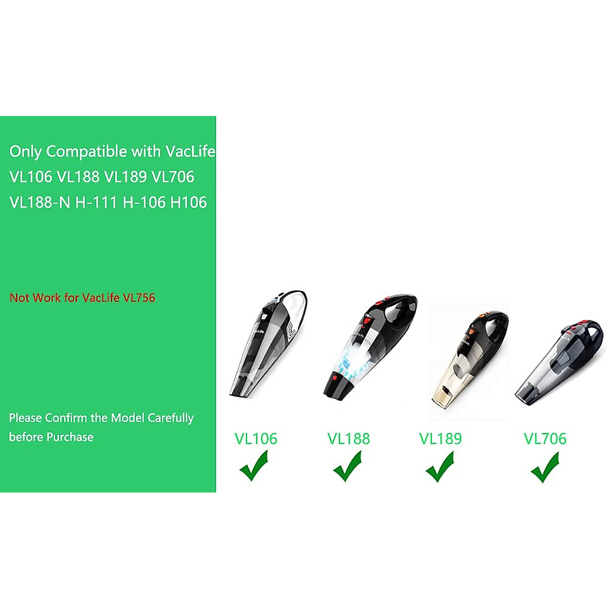 Replacement VacLife VL106 Charger AC/DC Adapter Charger Power Cord Compatible with VacLife VL106 VL188 VL189 VL706 VL188-N H-111 H-106 H106 Handheld Vacuum Car Vacuum Charger Cord Power Supply