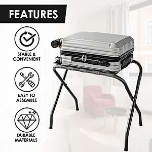 Luggage Rack l Hotel-Quality Durable Steel Folding Suitcase Stand for Guests and Travelers l Keeps Luggage Organized and Off the Floor l Set of 2 l GRAY