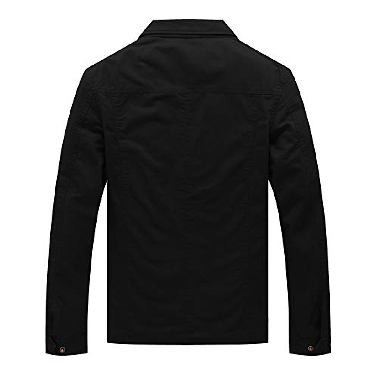 WenVen Men's Fashion Casual Cotton Canvas Military Jacket (Black, L)