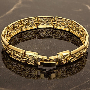 LIFETIME JEWELRY Filigree Bracelet for Women and Men 24k Real Gold Plated Charm (Gold, 8)